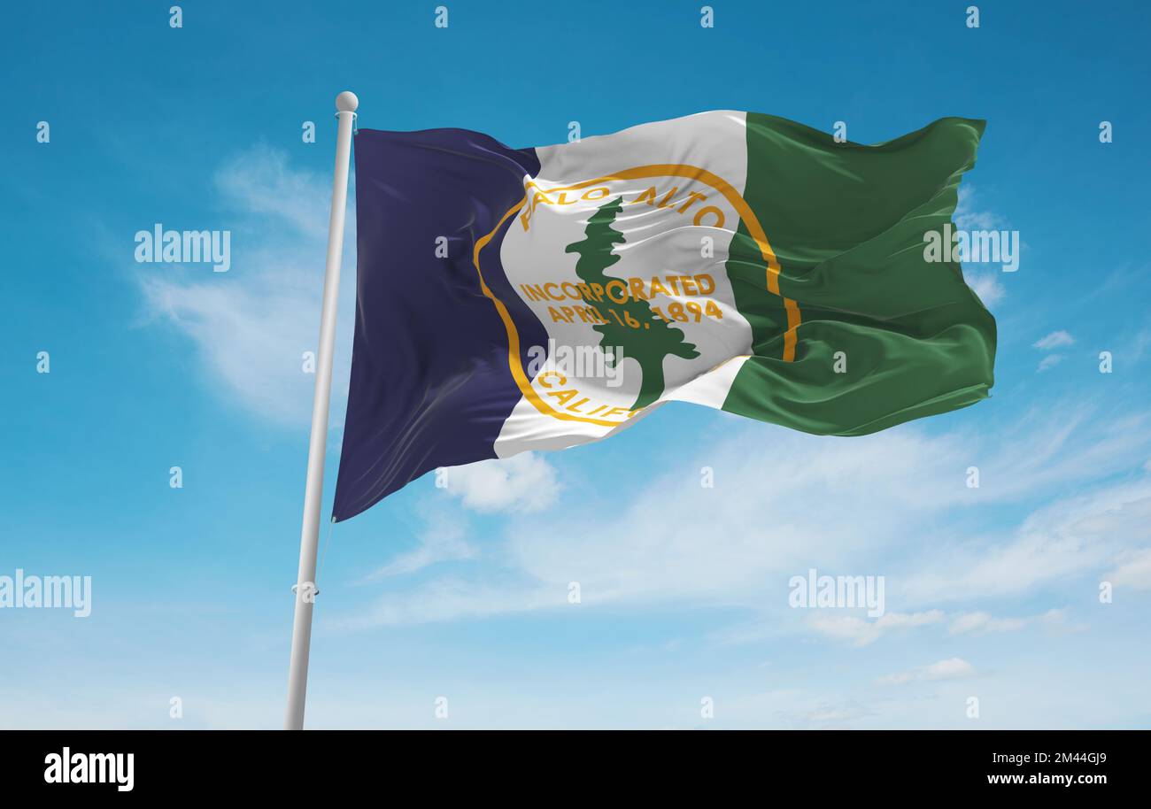 official flag of Palo Alto, California untied states of America at ...