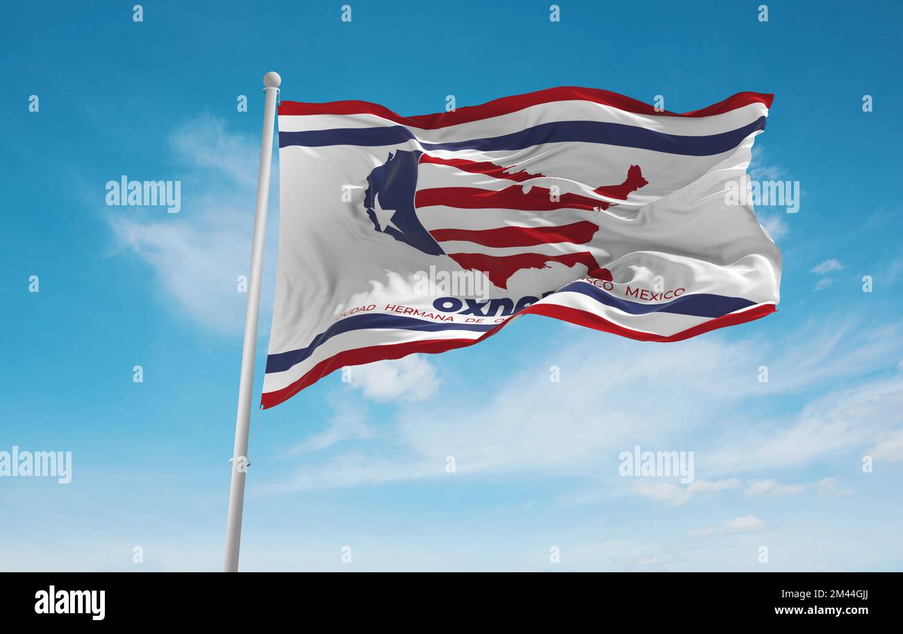 official flag of Oxnard, California untied states of America at cloudy ...