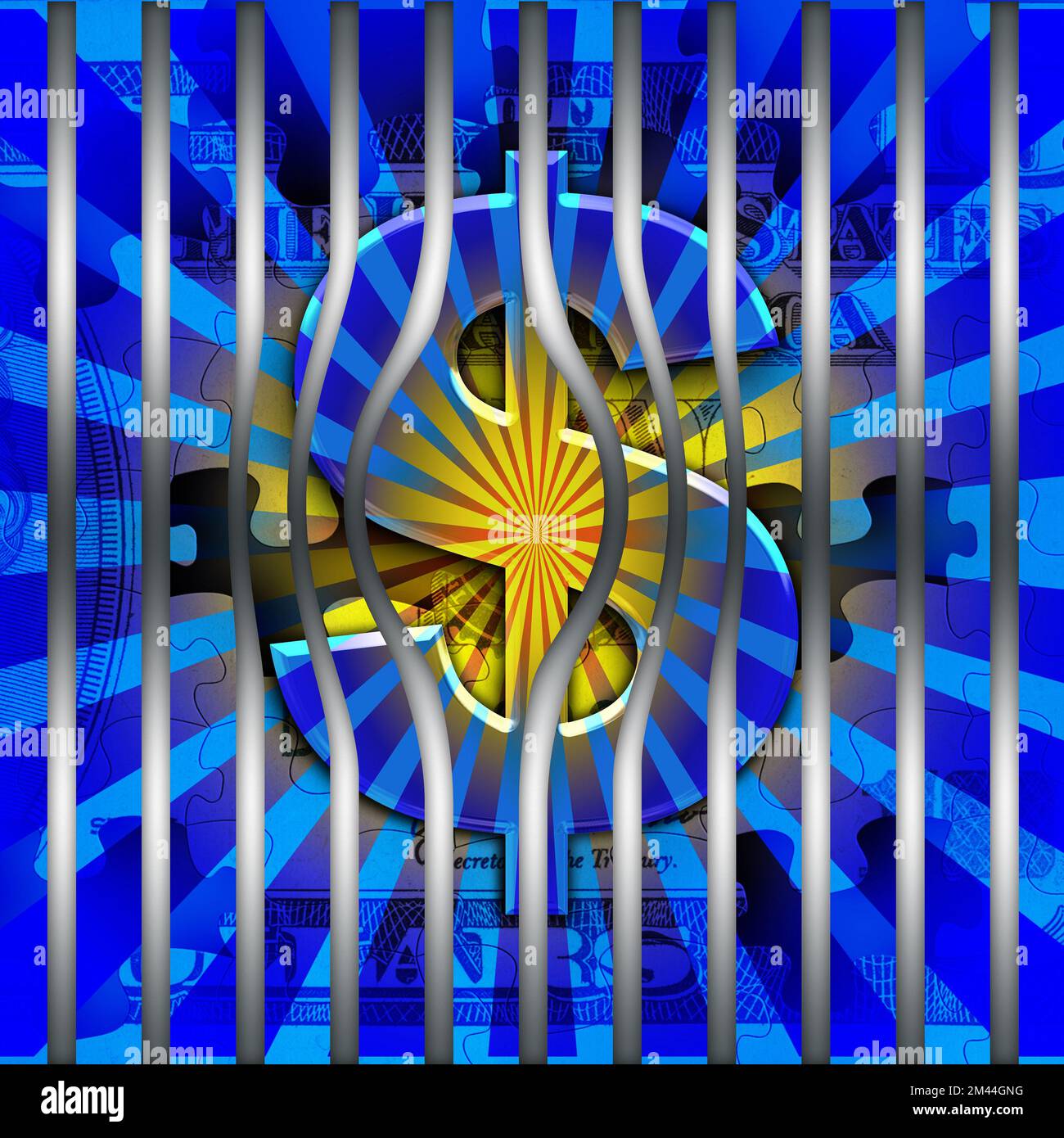 US dollar behind bars. 3D rendering Stock Photo - Alamy