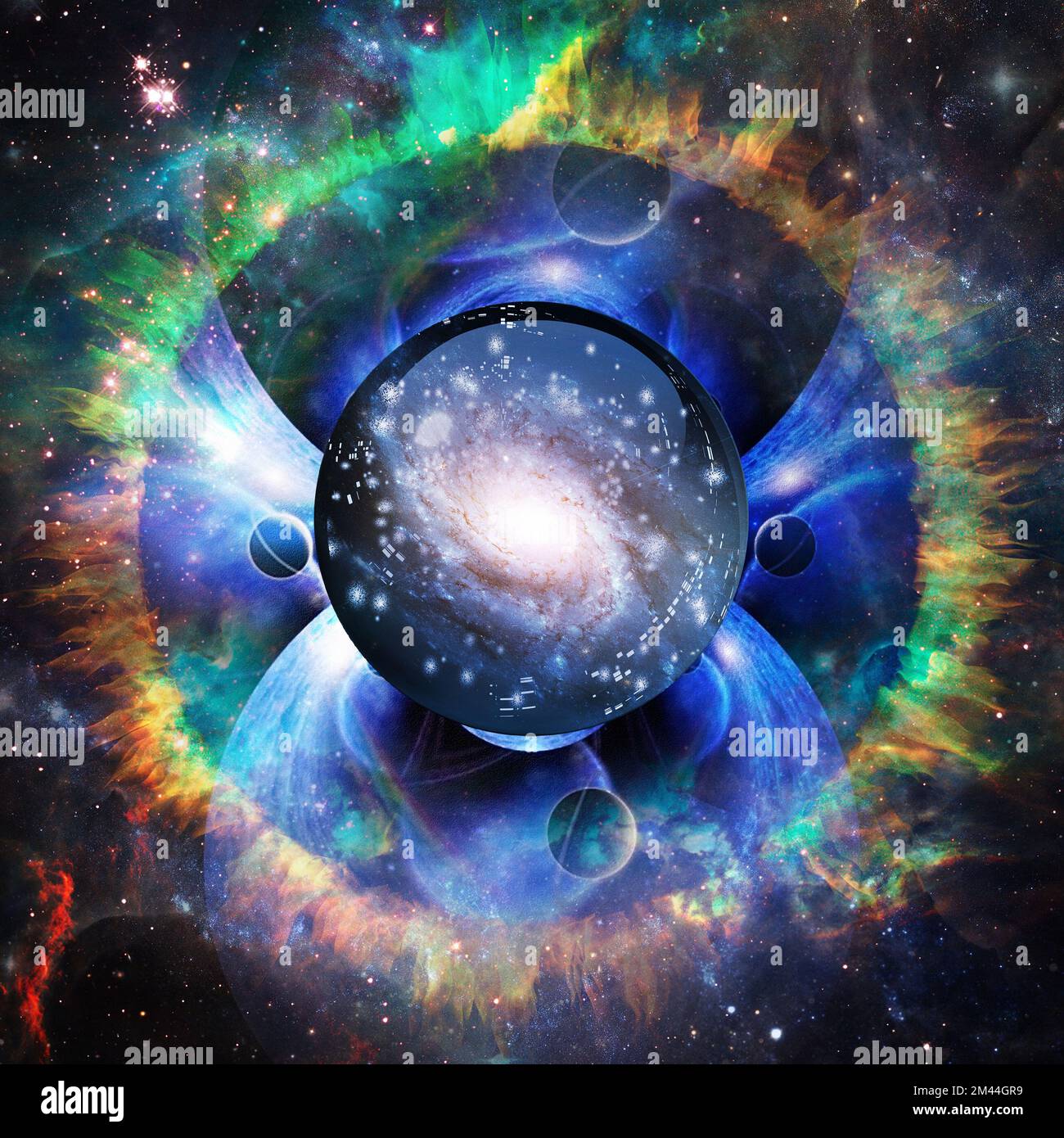 Galaxy sphere in surreal space. 3D rendering Stock Photo - Alamy