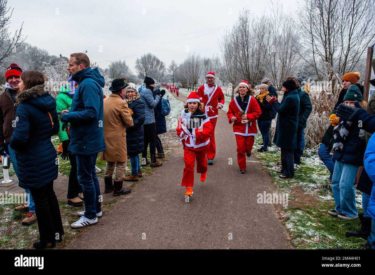 Breda, Netherlands - 18 Dec 2022, People are seen clapping to the Santa ...