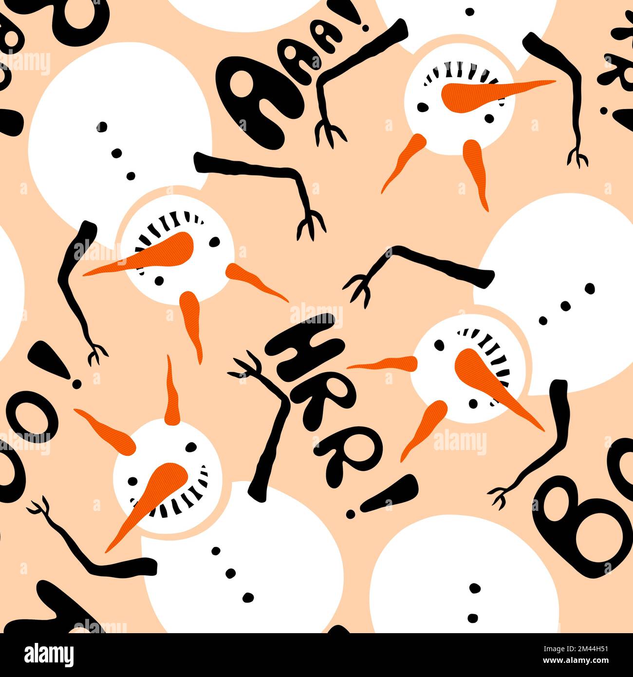 Cartoon winter scary snowman seamless ice angry pattern for wrapping ...