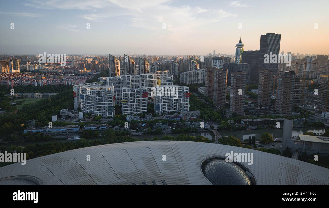 An aerial view of the Japanese community in Pudong New Area, Shanghai ...