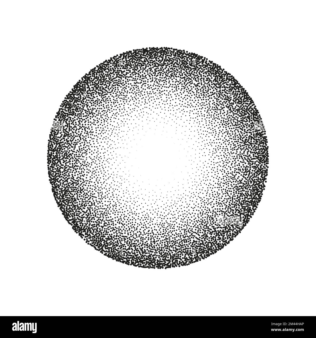 Round shaped dotted object, stipple elements. Fading gradient ...