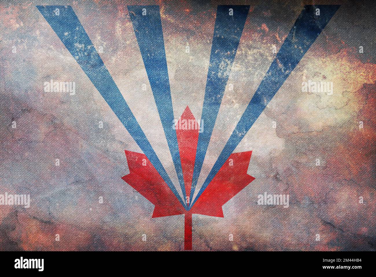 Top view of retro flag Vaughan, Ontario Canada with grunge texture ...