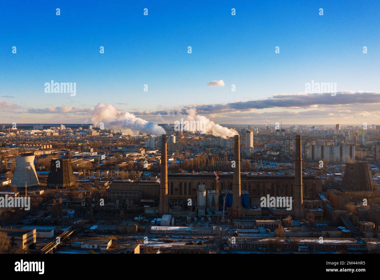 Aerial view of factory combined cycle power plant and Thermal Power ...