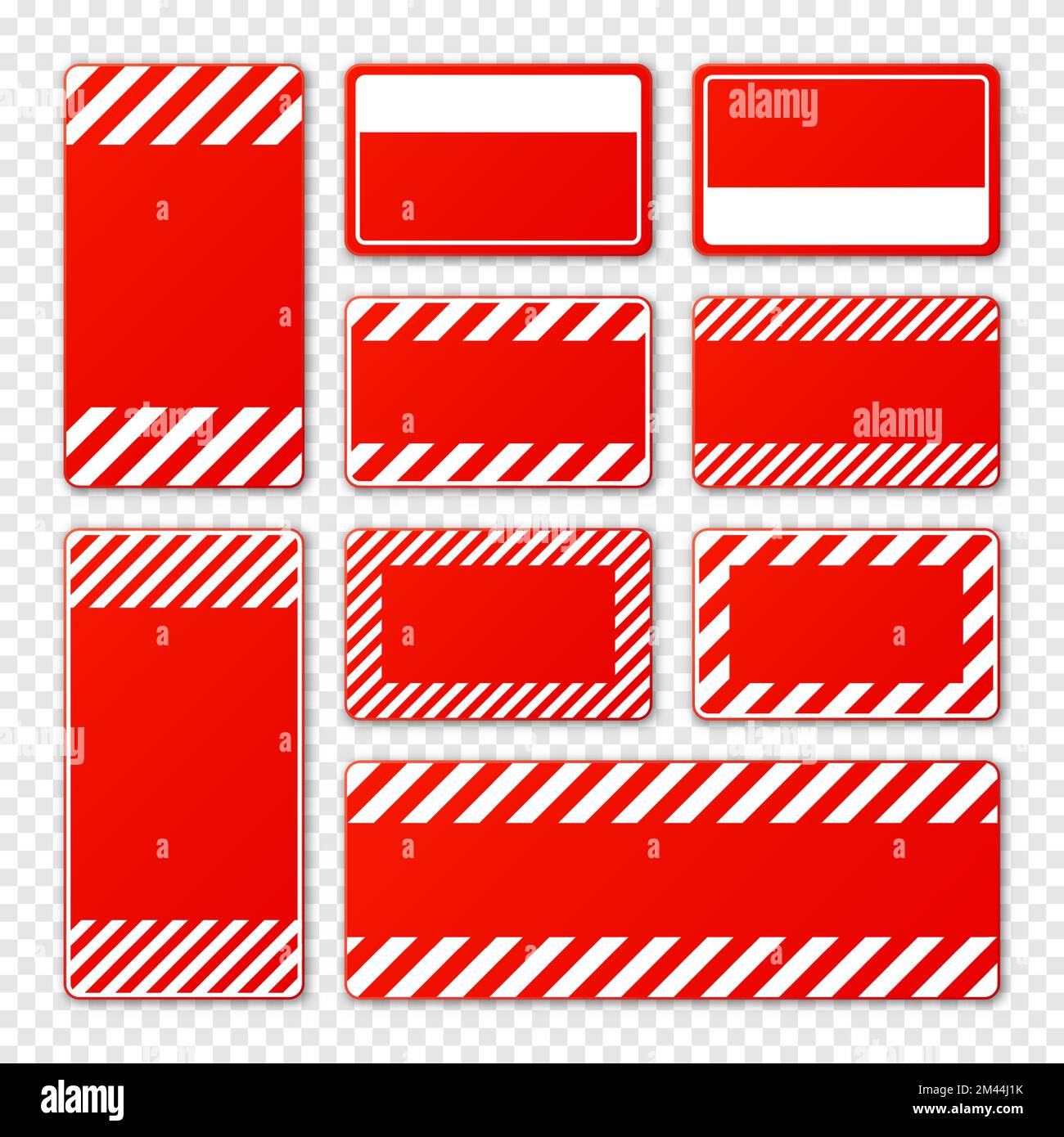 Various blank red warning signs with diagonal lines. Attention, danger ...