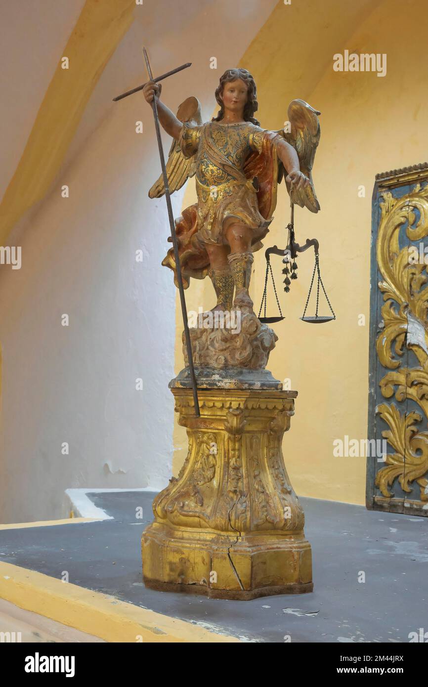 Archangel Saint Michel statue in the chapel, 17th century Saint Lucy or ...