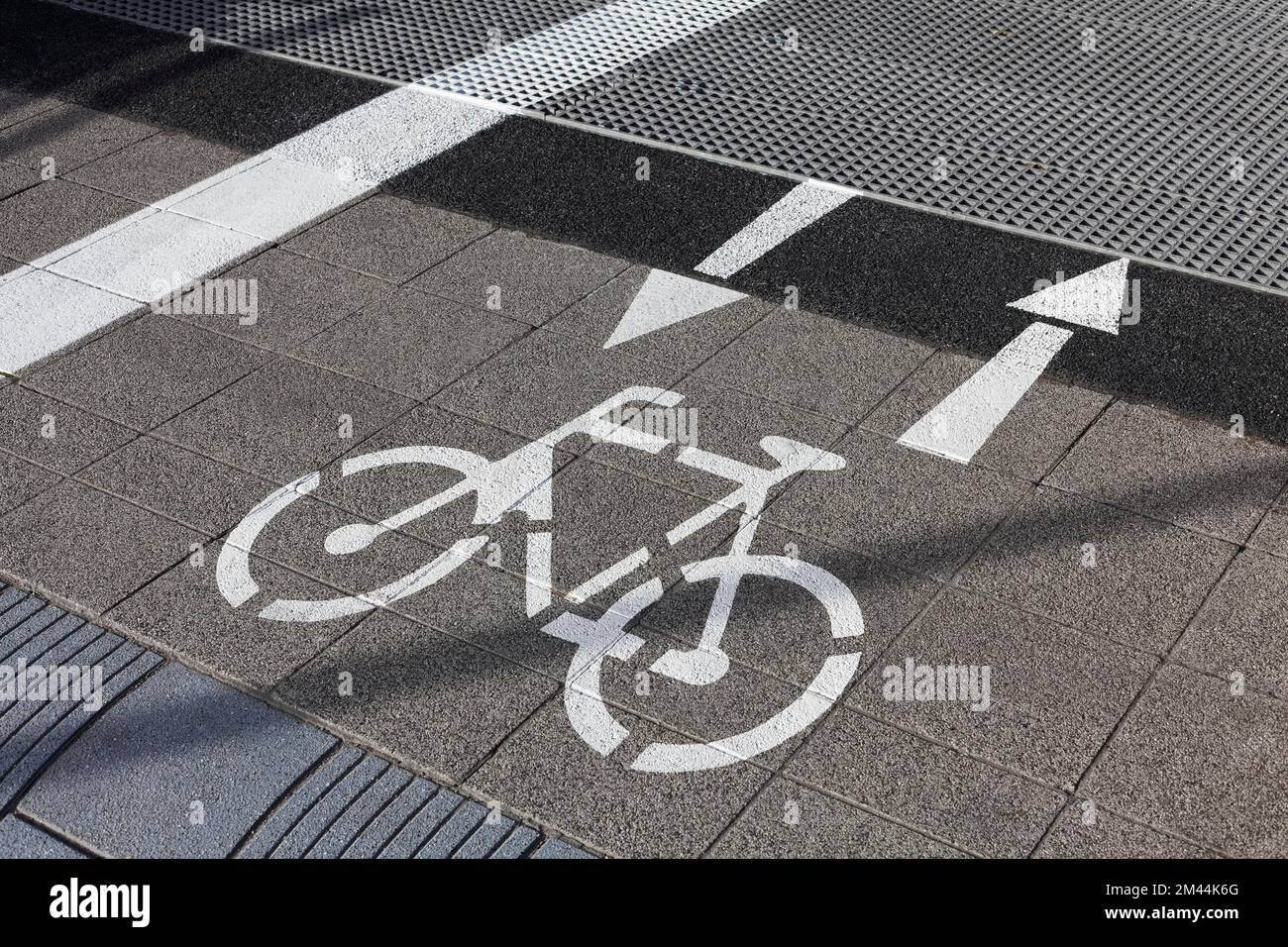 Pictogram cycle lane in both directions, marking on the ground in the ...