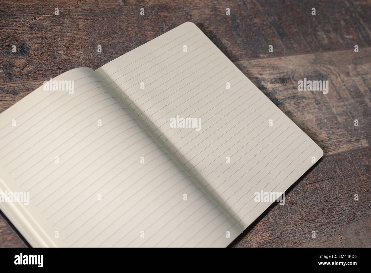 An old notebook with blank pages for text. Located on an old texture ...
