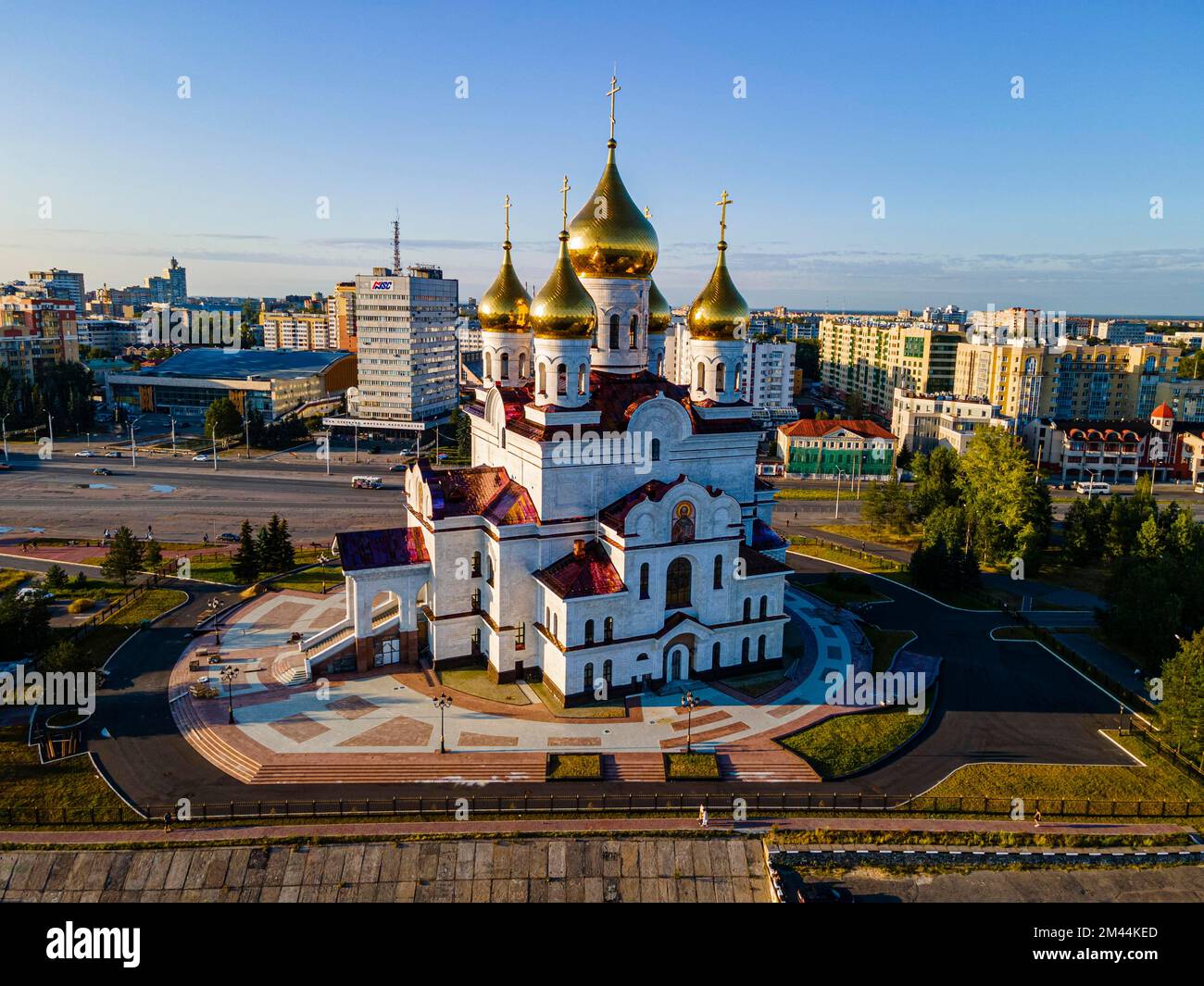 Aerial of the Cathedral of the Archangel, Arkhangelsk, Russia Stock ...
