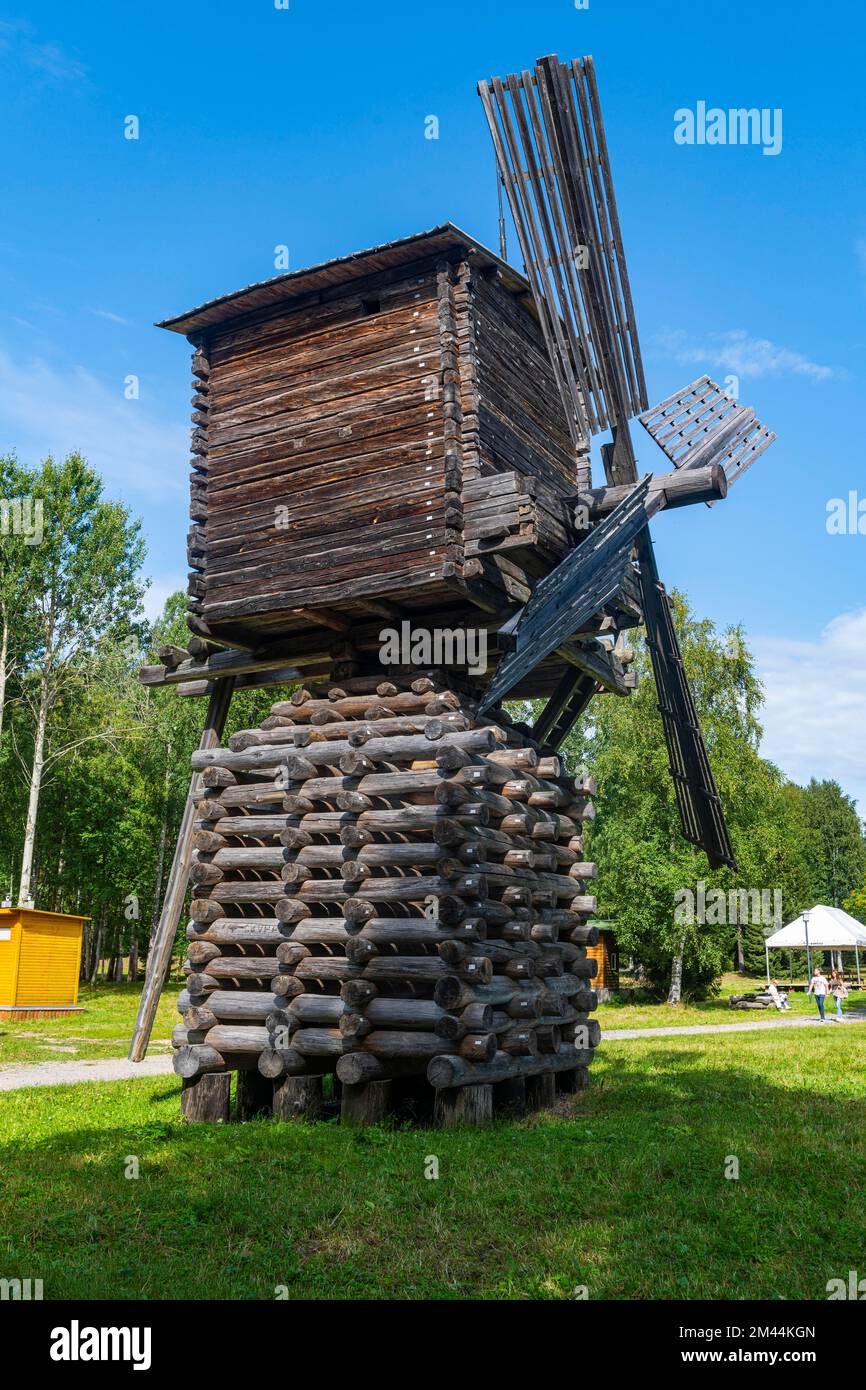 Wooden windmill, Malye Korely, little Karelia, Arkhangelsk, Russia ...