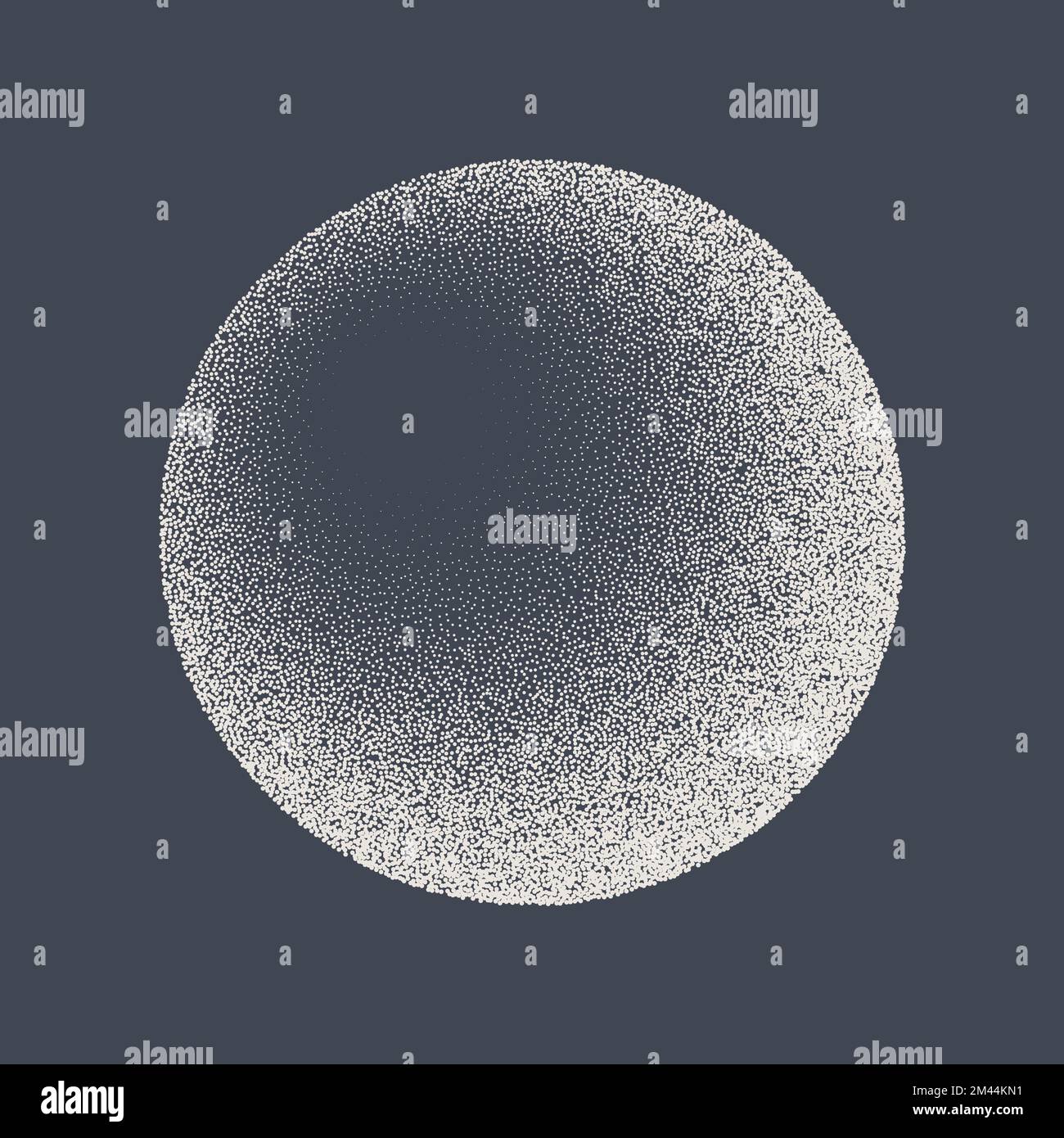 Round shaped dotted object, stipple elements. Fading gradient ...