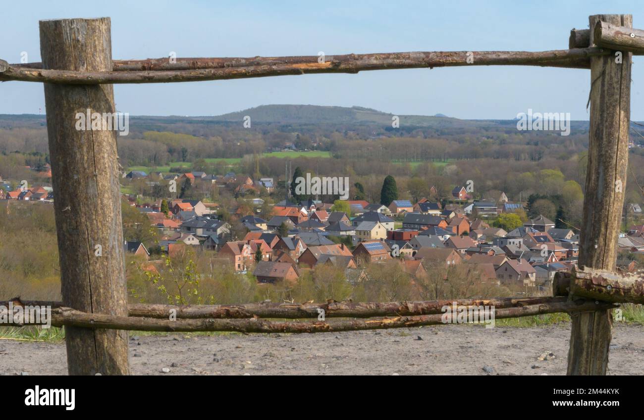 View from above of a section of residential buildings through an old ...