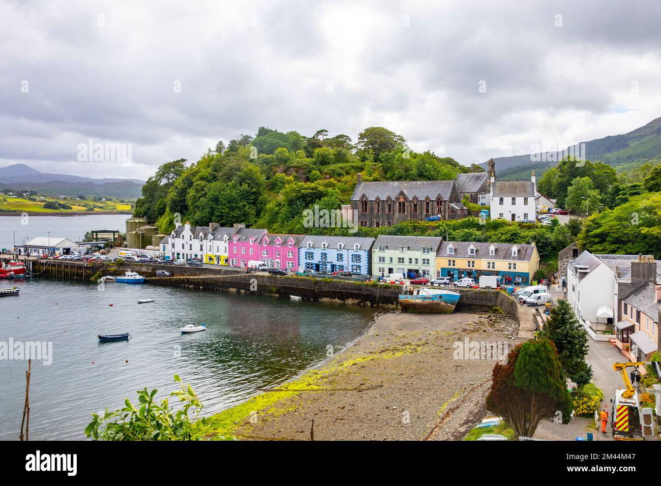 Portree Isle of Skye brightly coloured buildings around the harbour of ...