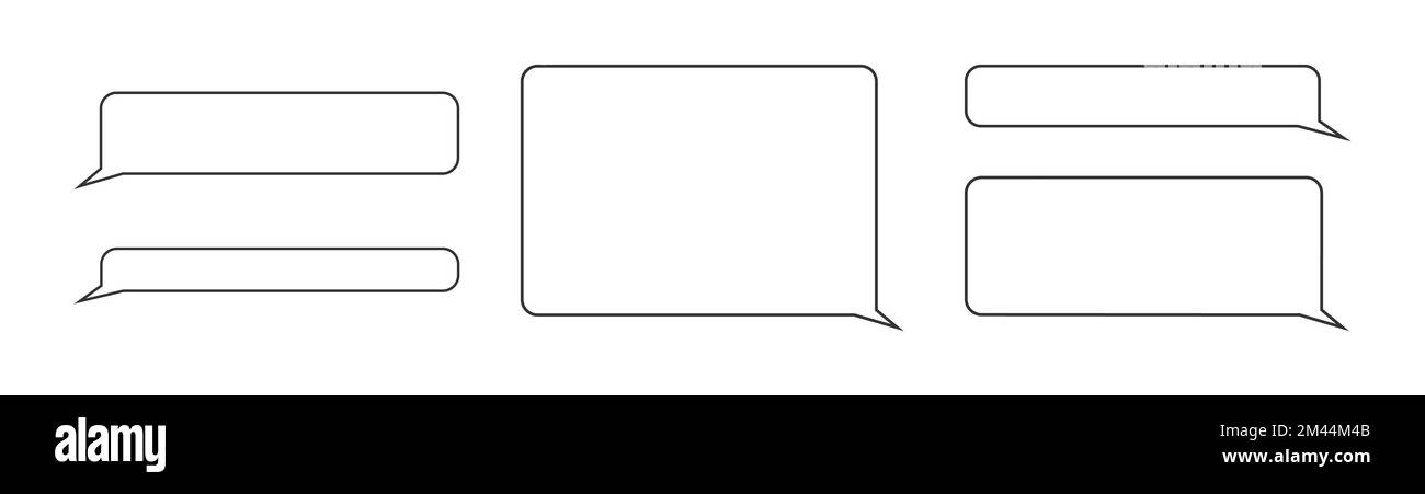Set of outline message bubble. Empty chat frames isolated on white background. Mobile messenger ...