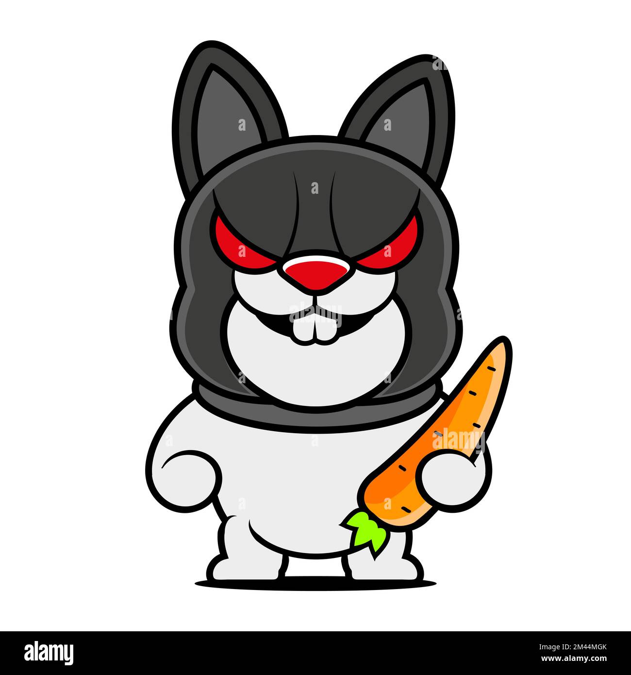 Rabbit illustration on white background. Negative space design. Vector ...