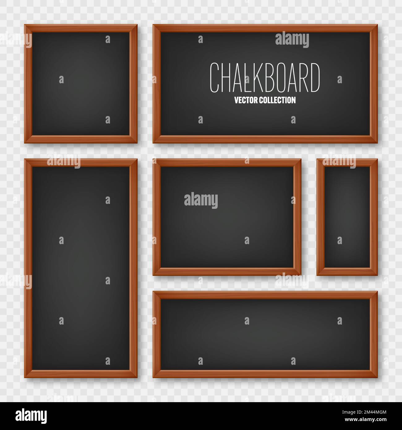 Realistic various chalkboards in a wooden frame. Black restaurant menu ...