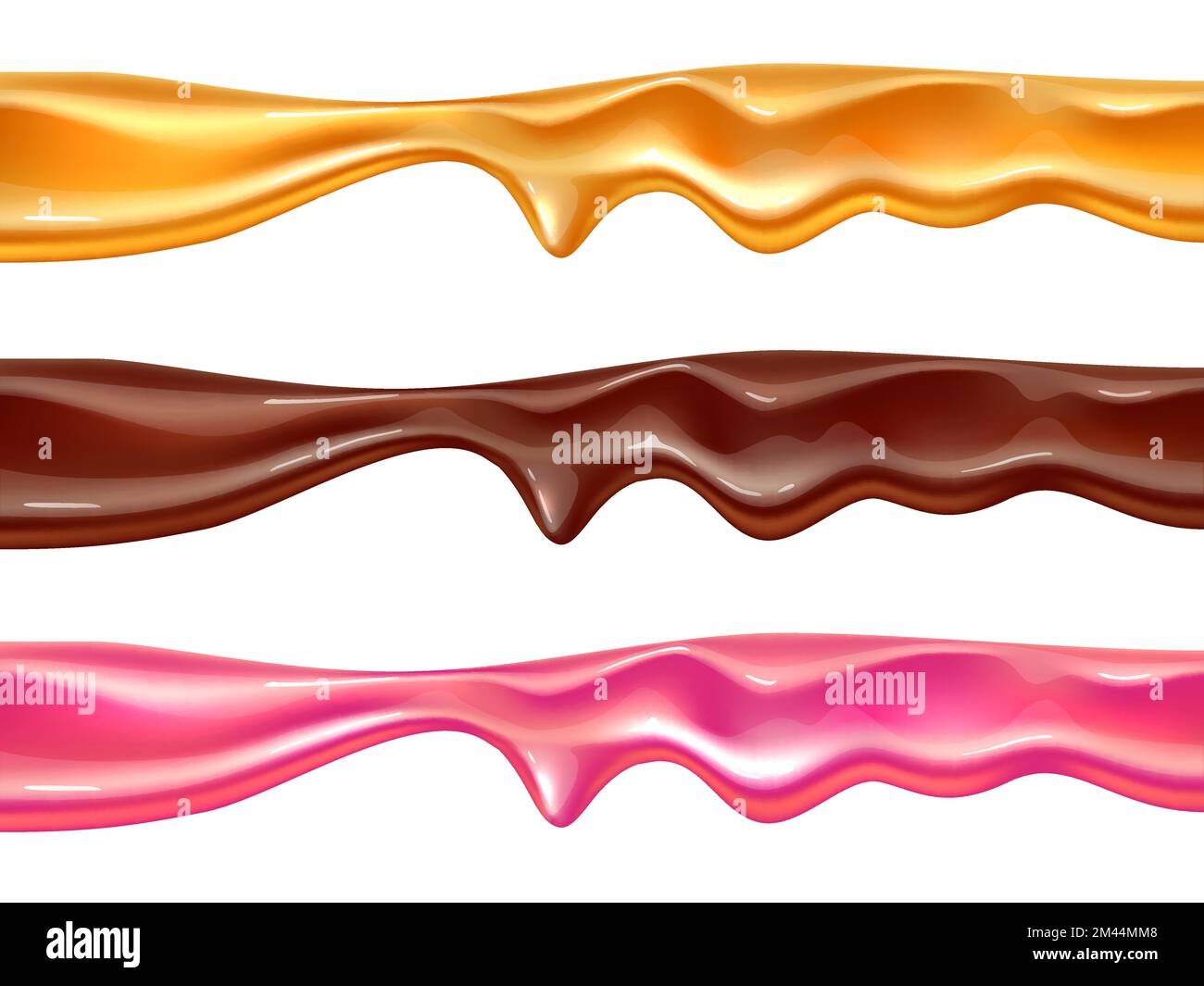 Melt color caramel borders. Realistic candy viscous mass, fluid sweet ...