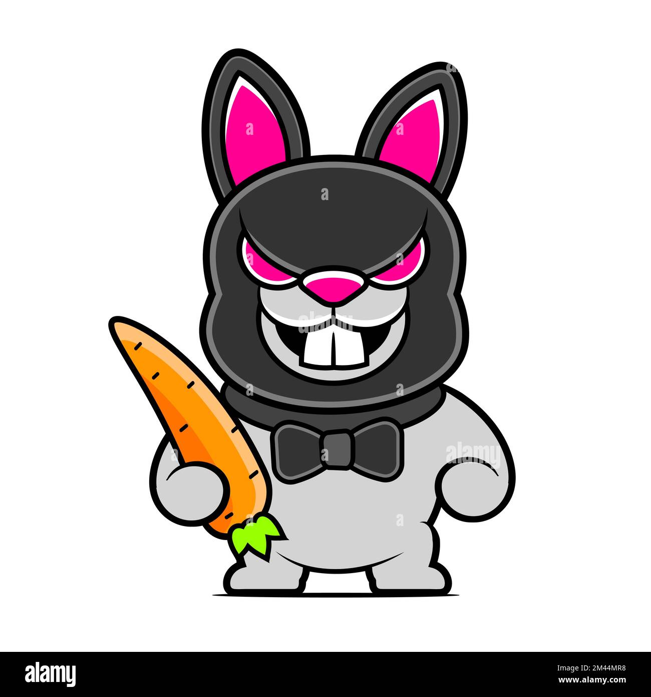 Rabbit illustration on white background. Negative space design. Vector ...