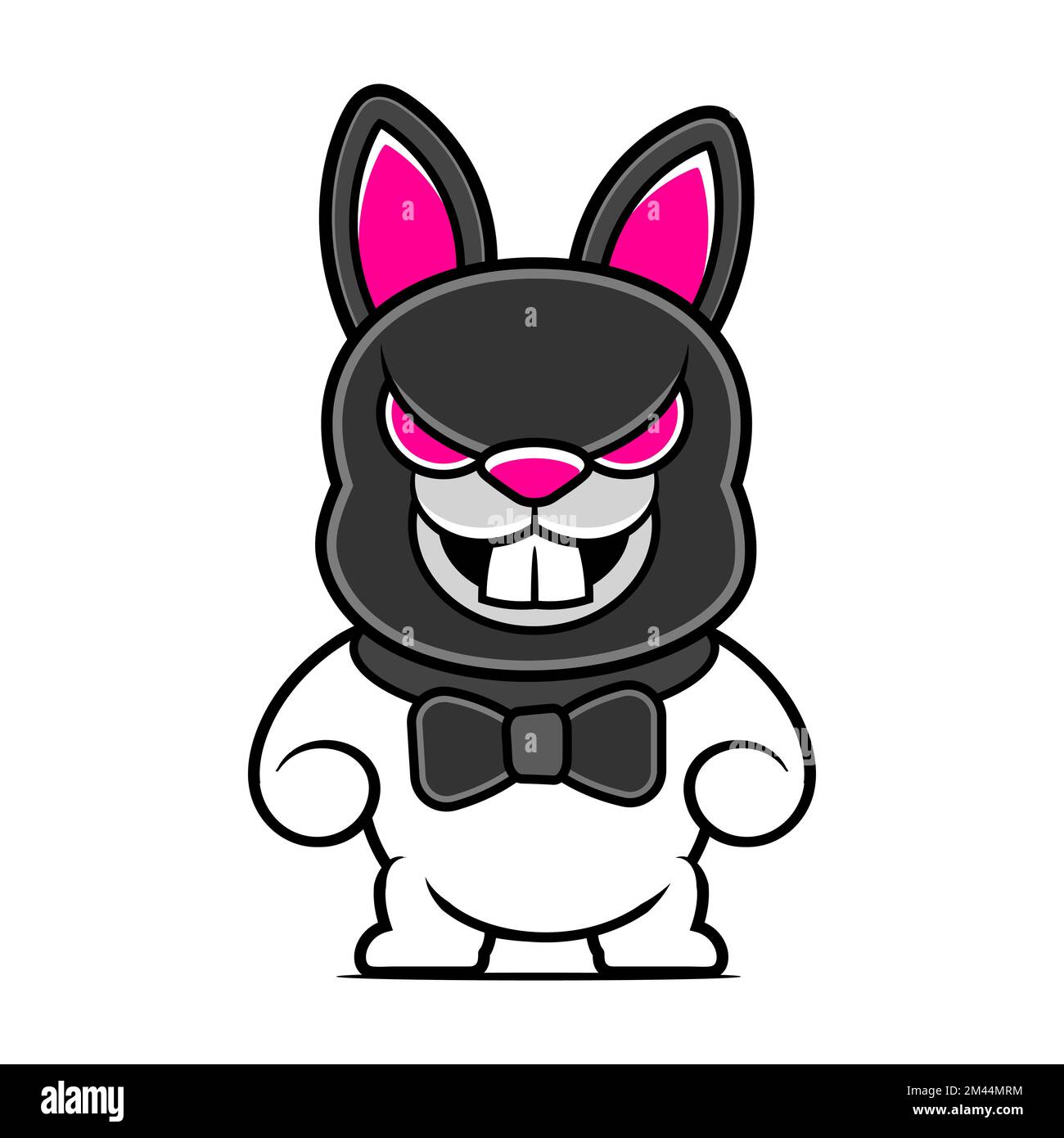 Rabbit illustration on white background. Negative space design. Vector ...