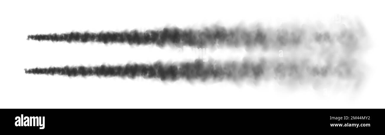Realistic missile or bullet trace. Airplane condensation trail, jet ...