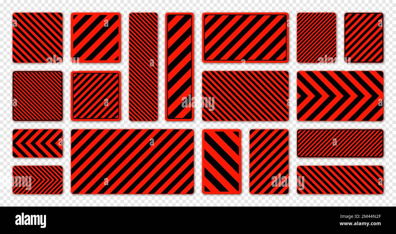 Various black and red warning signs with diagonal lines. Attention ...