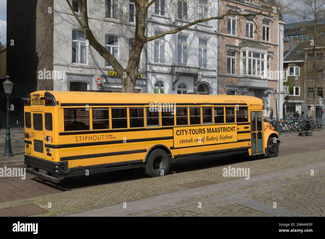 Maastricht. Limburg - Netherlands 10-04-2022. Classic yellow school bus ...