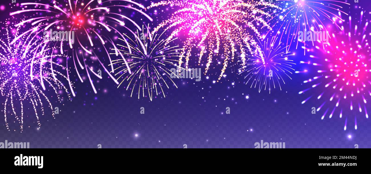 Realistic festive fireworks with transparency effect. Colorful ...