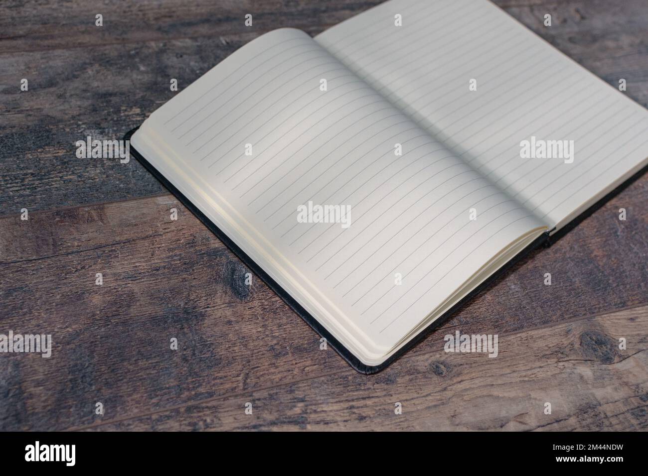 Blank pages for text in an old notebook. On an old texture table Stock ...