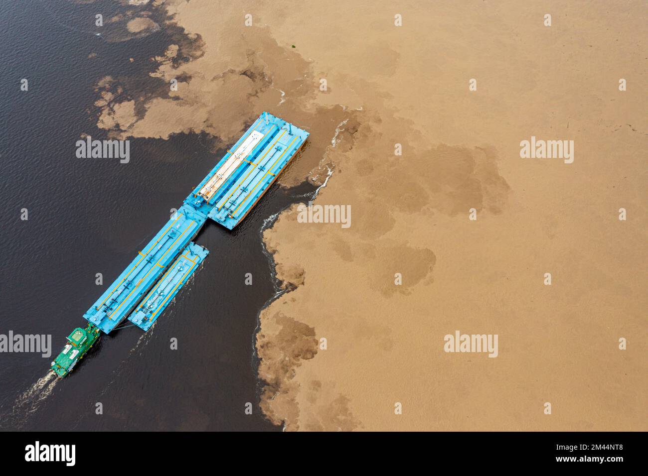 Confluence of the Rio Negro and the Amazon, Manaus, Amazonas state ...