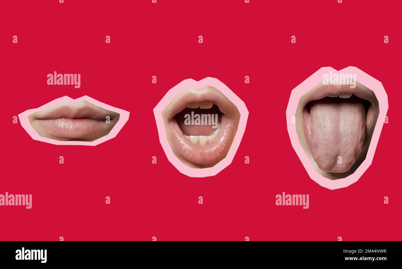 Collage with shapes mouth position Stock Photo - Alamy