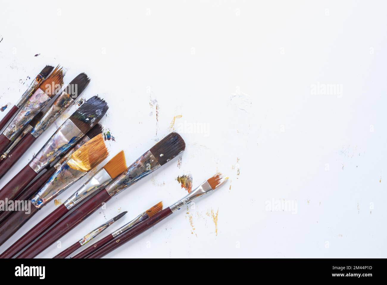 Composition messy stationery tools drawing Stock Photo - Alamy