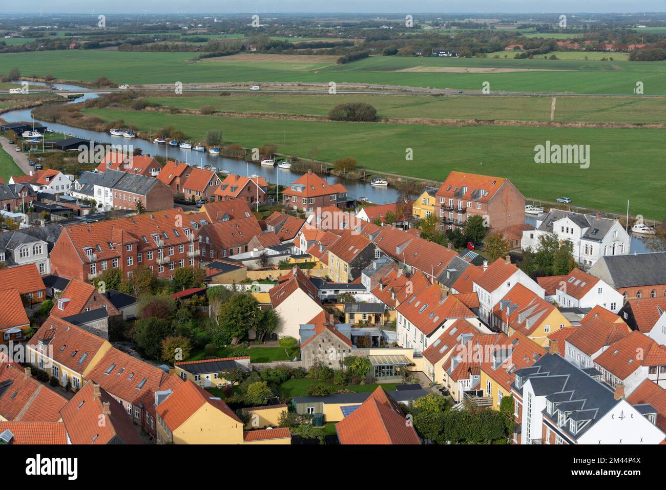 View of Ribe, Denmark's oldest town, from the cathedral, Ribe, Jutland ...