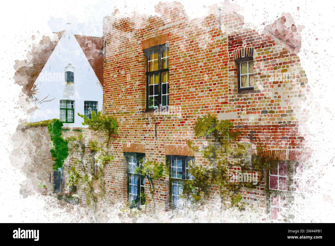 Watercolor painting of Bruges cityscape. Travel to Bruges Belgium ...