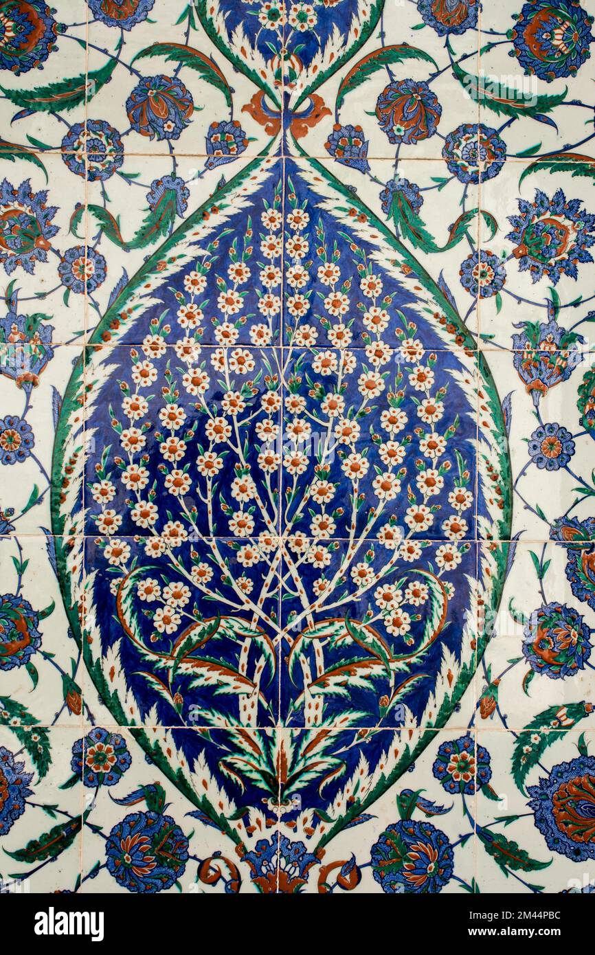 Ottoman ancient Handmade Turkish Tiles with floral patterns Stock Photo ...