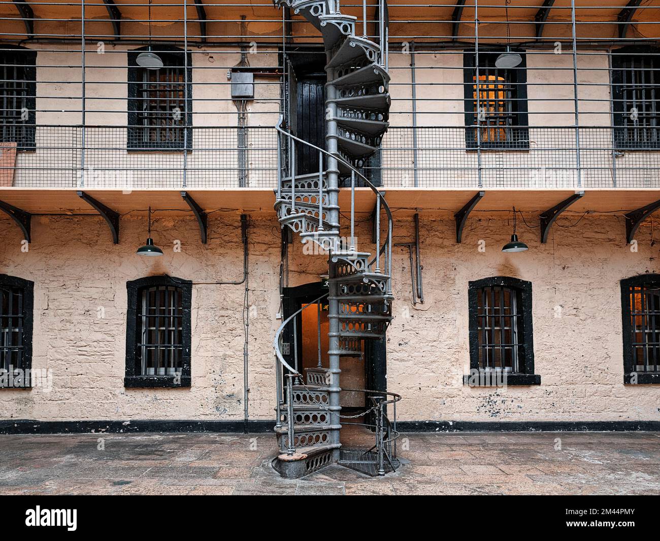 Spiral staircase, Kilmainham Gaol, former restored Victorian-era prison ...