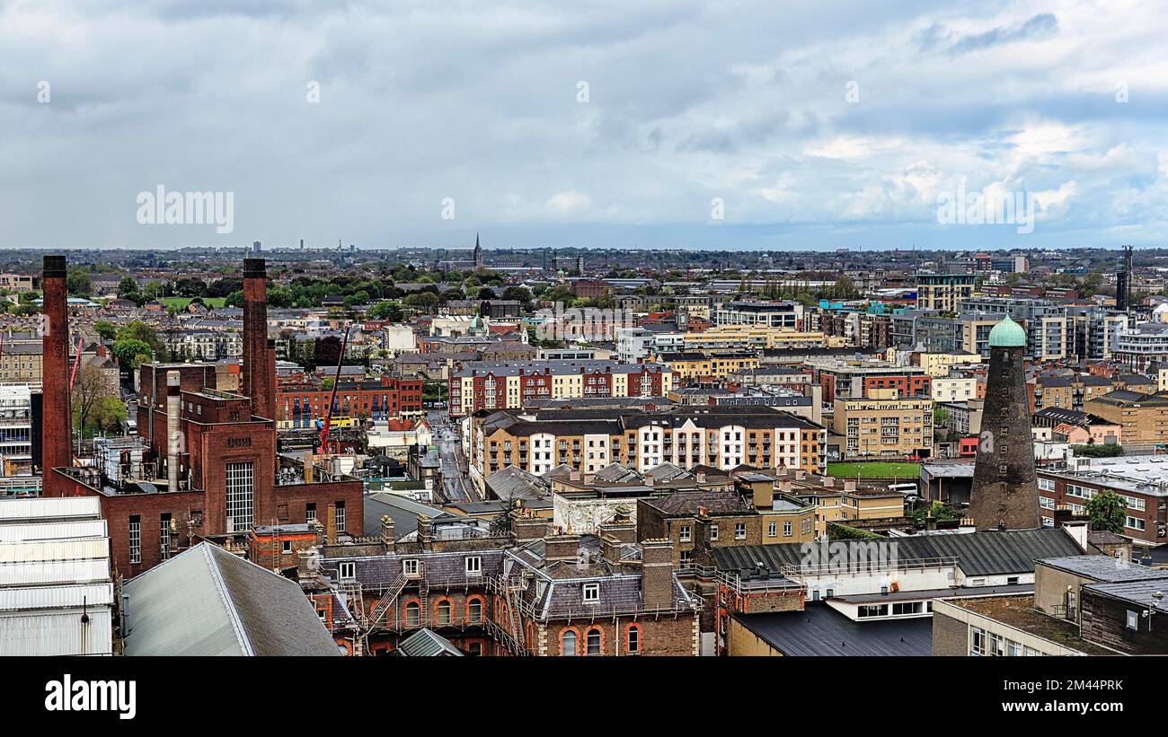 Panoramic view of the city's houses and rooftops from the rooftop bar ...