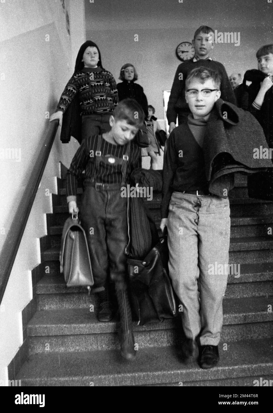 Pupil and teacher in a secondary school in Bochum in 1965, Germany ...