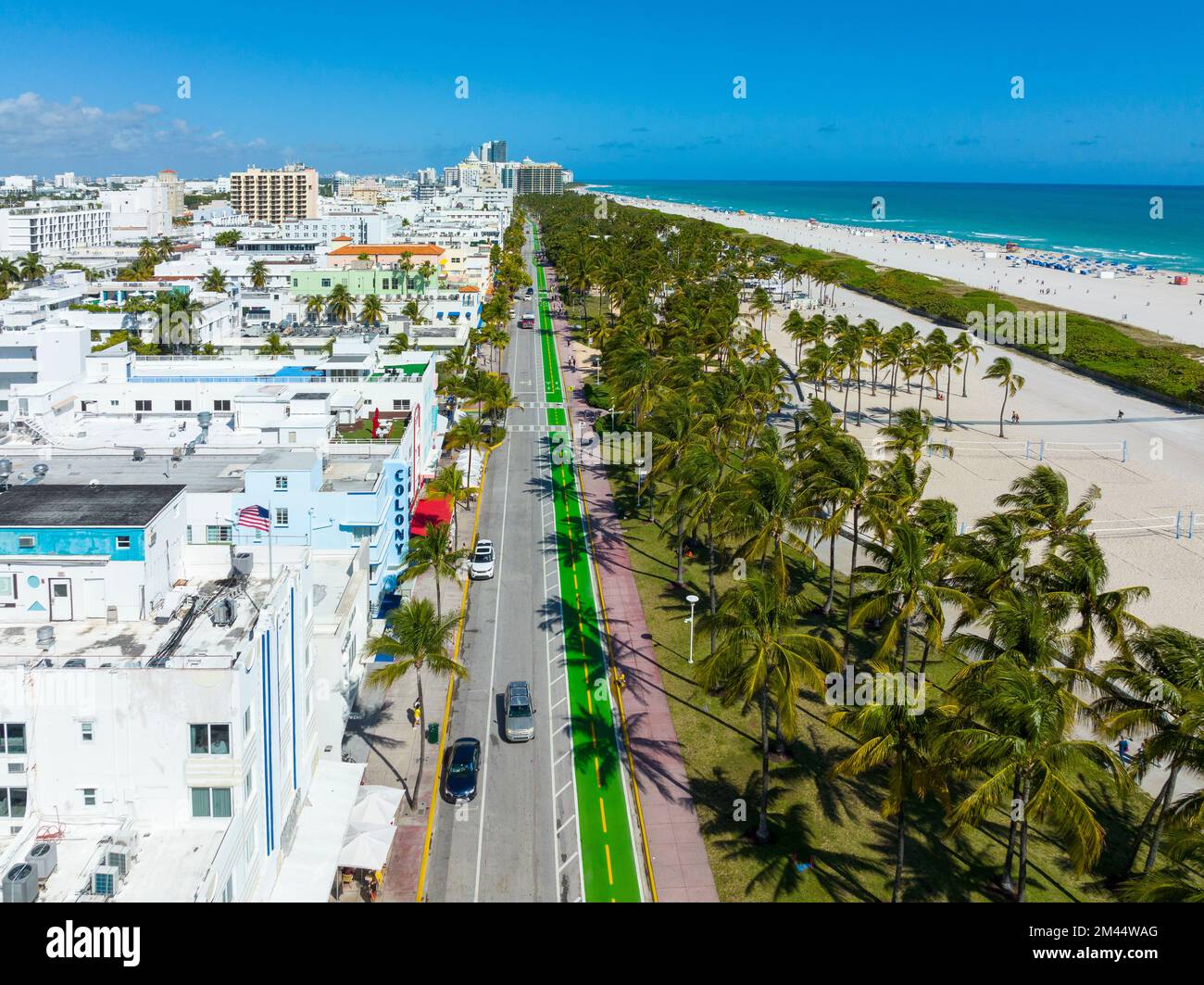 Aerial View, Art Deco District Ocean Drive,South Beach Miami Beach ...