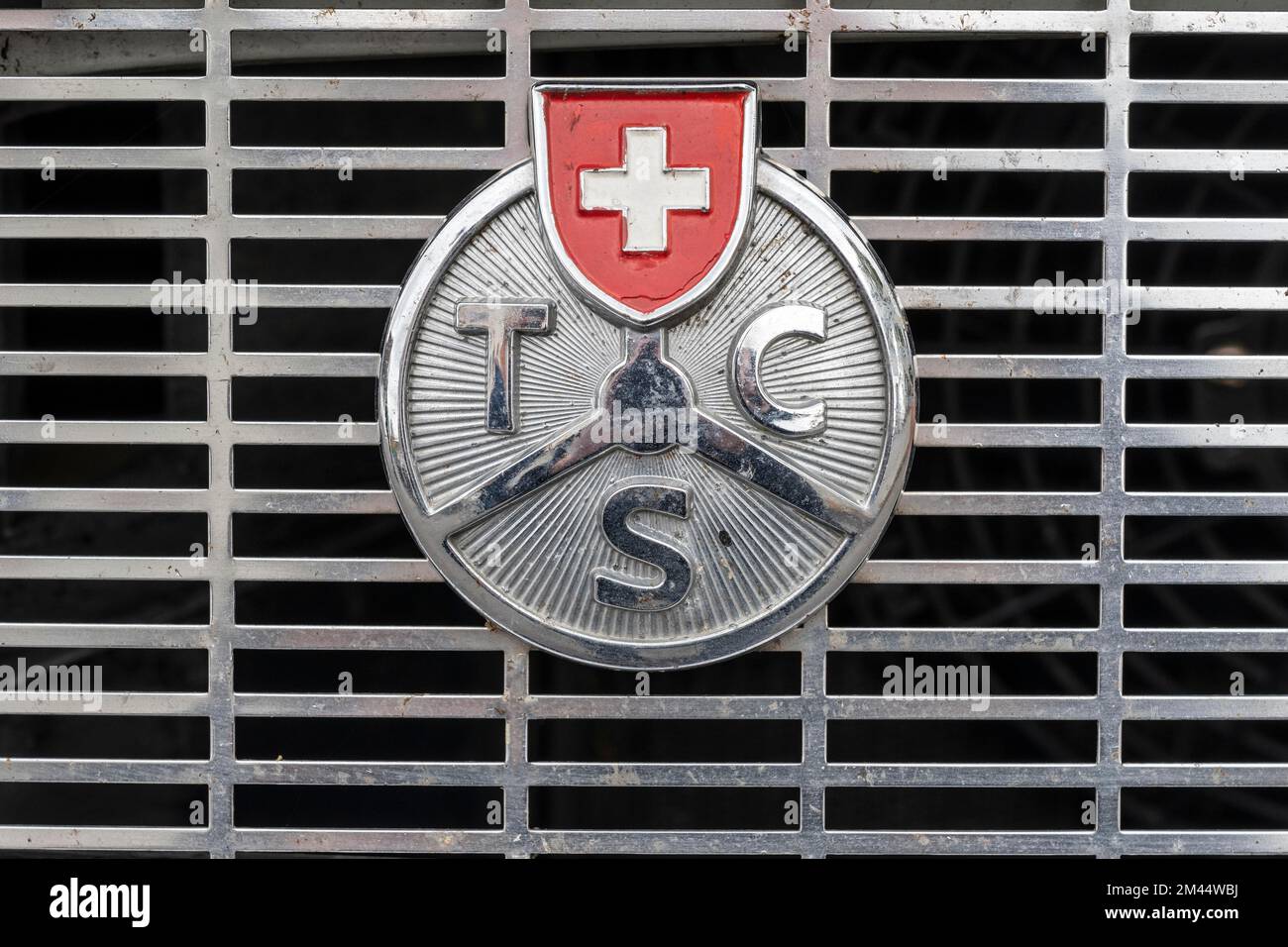 Logo of the mobility club TCS, Touring Club Switzerland on a radiator ...