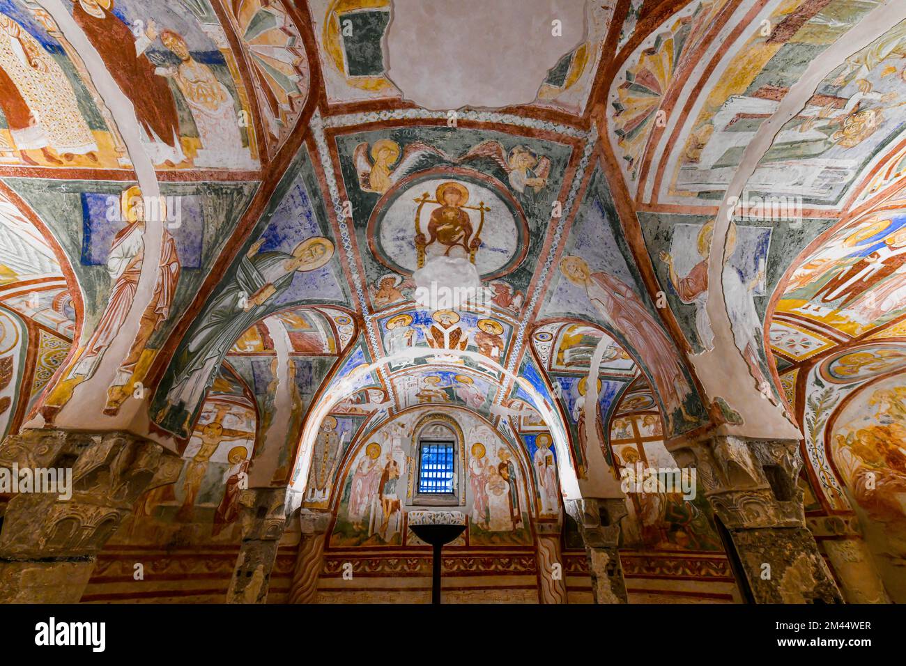 Colourful Crypt of the Frescoes, Unesco world heritage site Aquileia ...