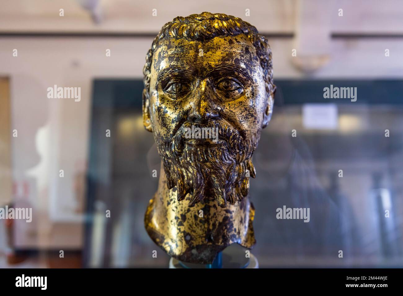 Old statues in the Santa Giulia Museum, Unesco world heritage site ...