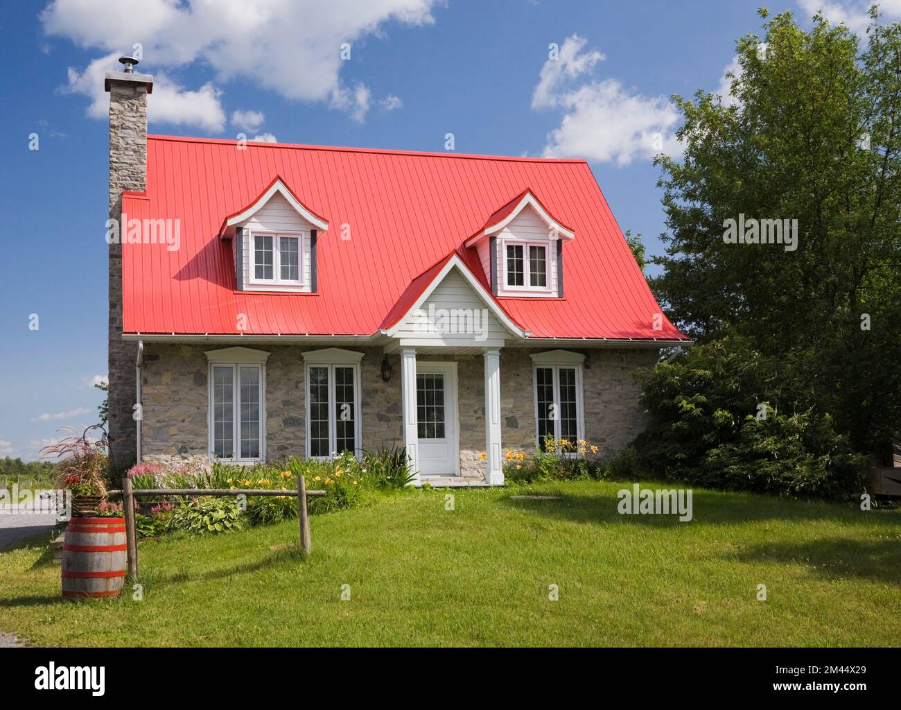 Renovated old Canadiana cottage style fieldstone home with portico and ...