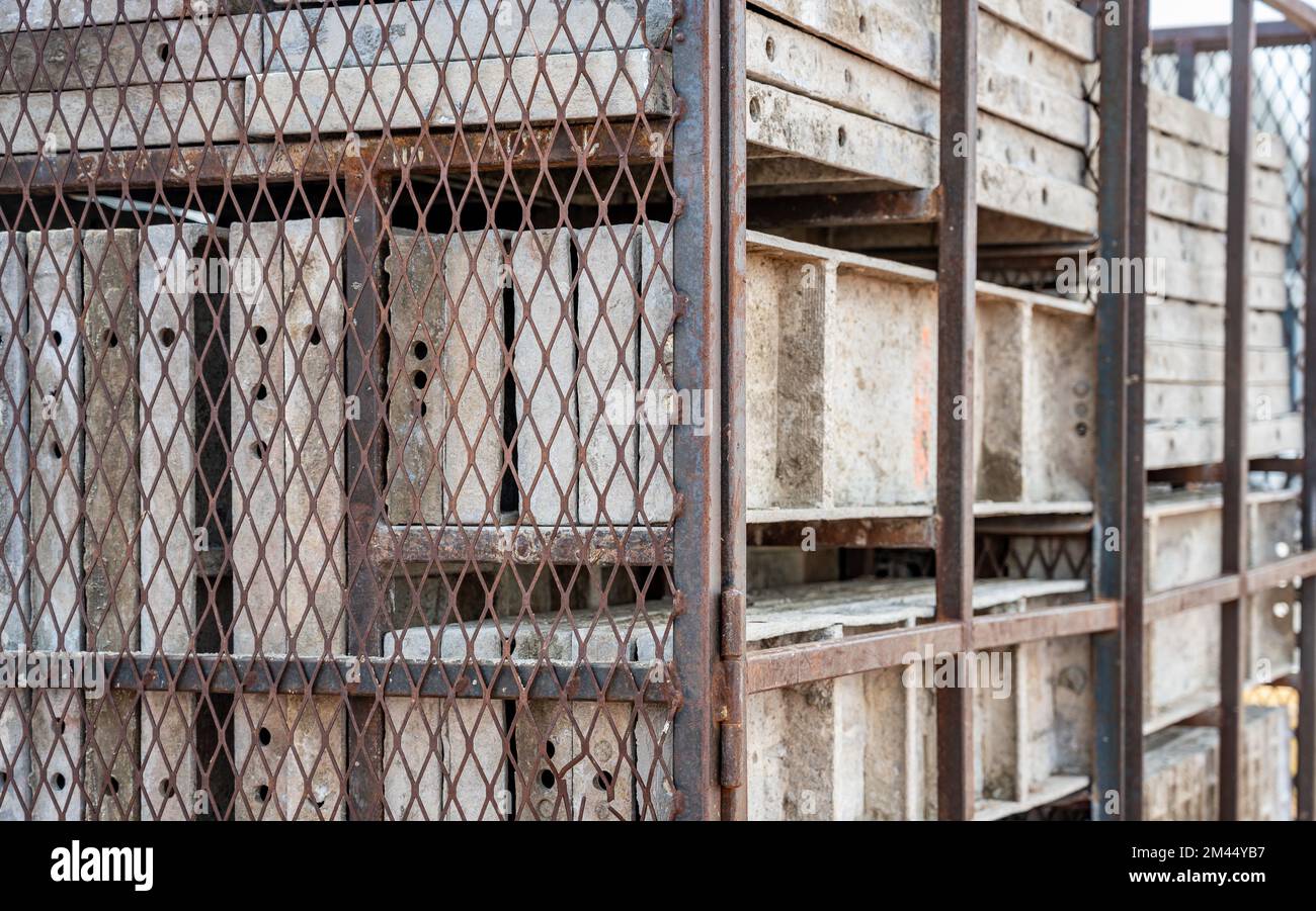 Stacked removable concrete forms for a basement at a residential home ...
