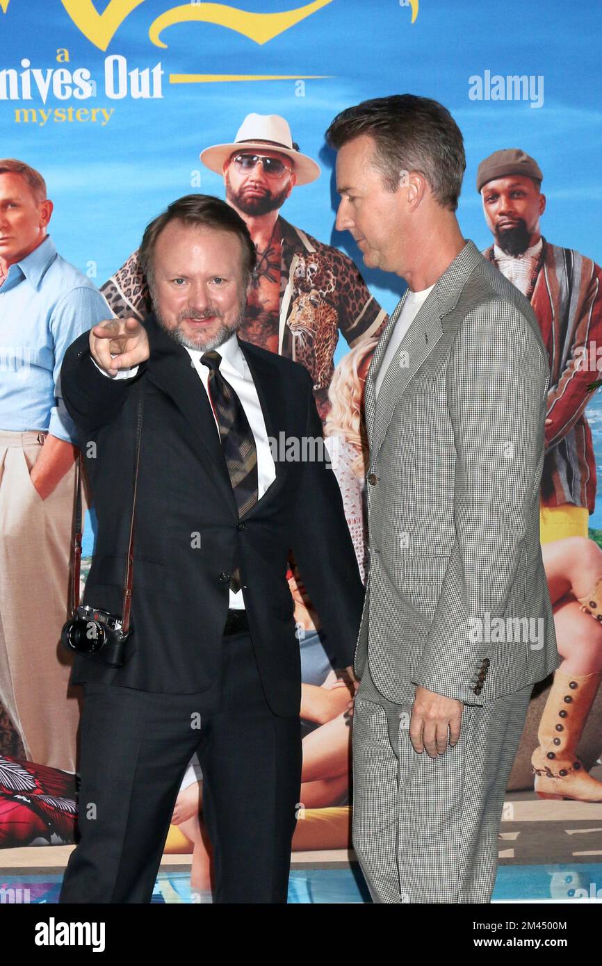 LOS ANGELES - NOV 14: Rian Johnson, Edward Norton at the "Glass Onion ...