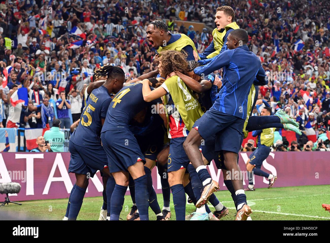 Lusail, Qatar, 18/12/2022, collective goaljubel around Kylian MBAPPE (FRA) after goal to 2-2 ...