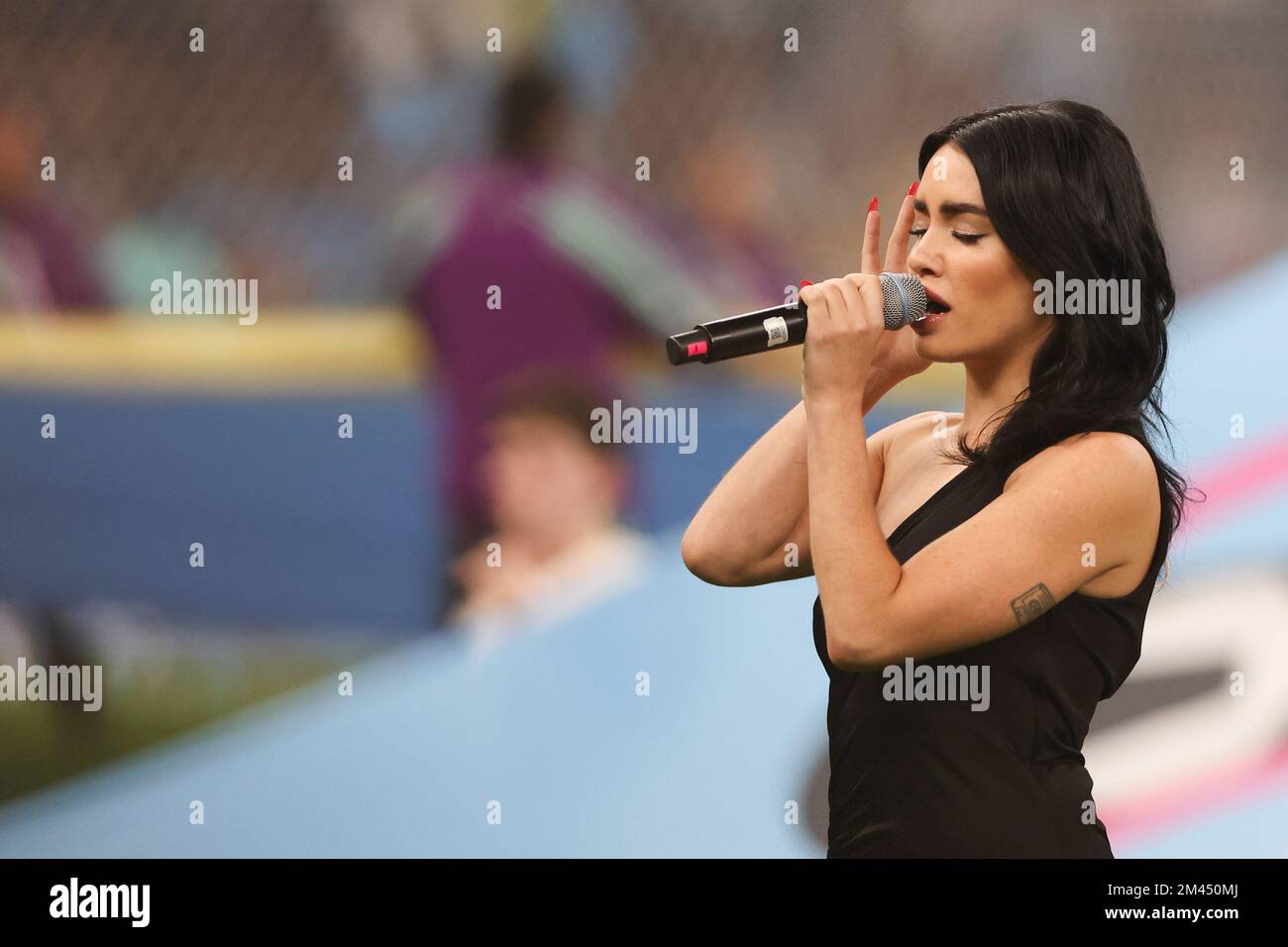 Doha, Qatar. 18th Dec, 2022. Singer Lali Esposito sings their national ...