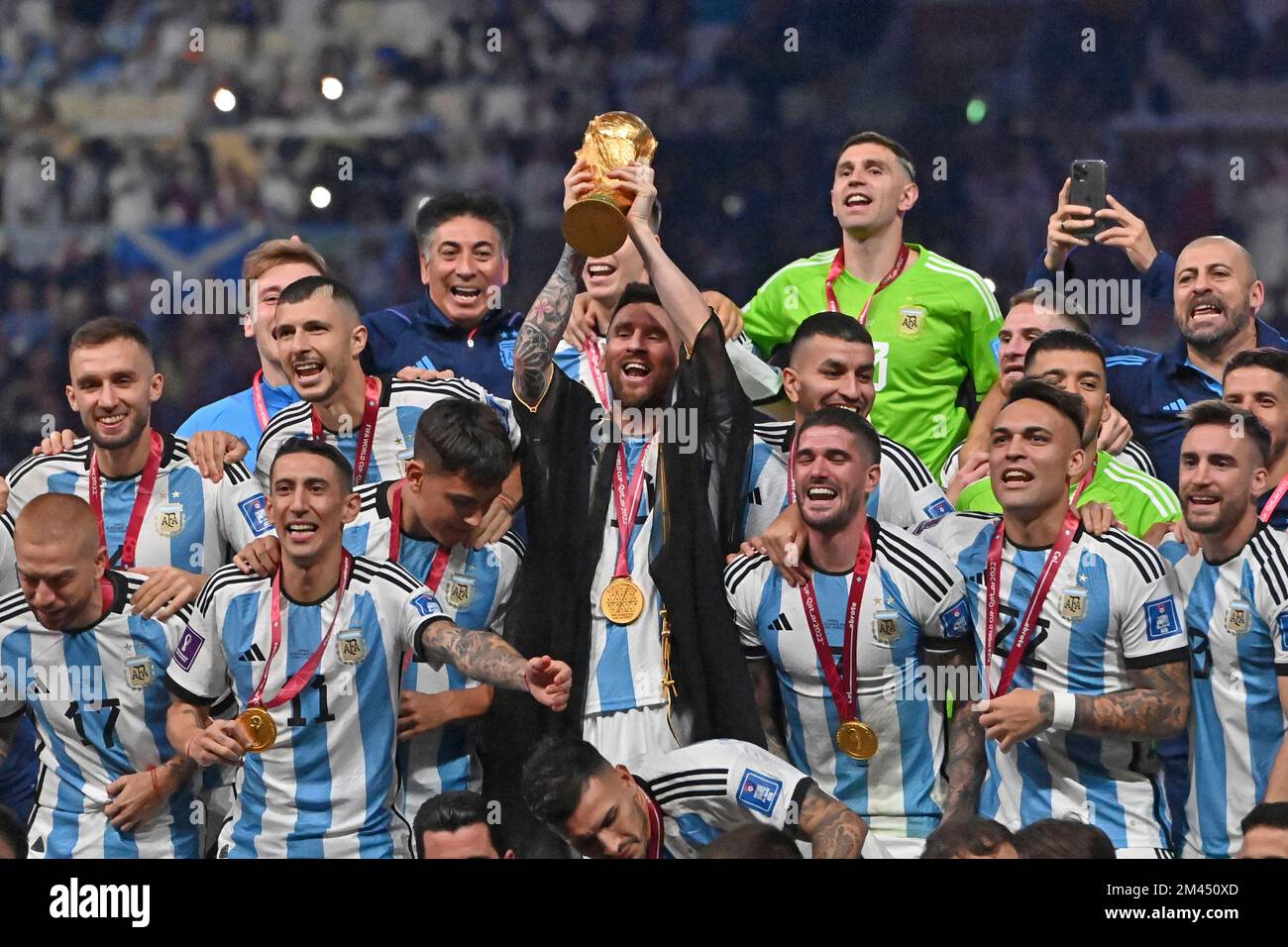 Lusail, Qatar, 18/12/2022, Award ceremony, Lionel MESSI (ARG) with cup ...