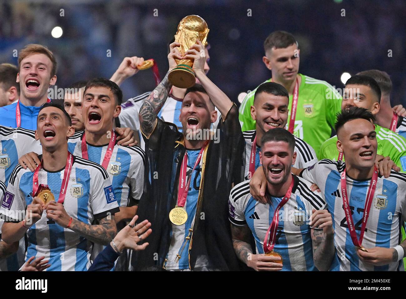 Lusail, Qatar, 18/12/2022, Award ceremony, Lionel MESSI (ARG) with cup ...